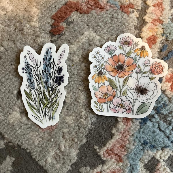 Clear Wildflower Bunch Sticker, 3x3 In. - Etsy