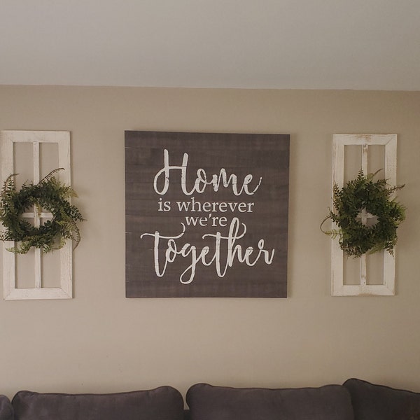 Antique Window Frame With Greenery Wreath, Farmhouse Wall Decor, Rustic ...