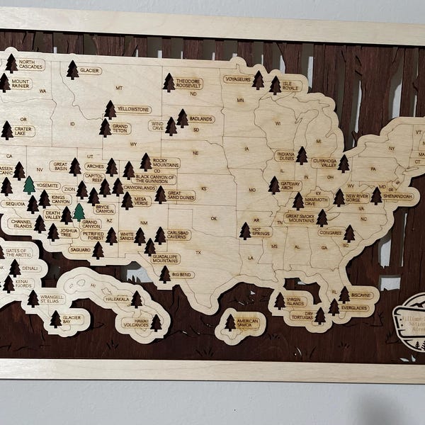 National Park Map, National Park Sign, Wooden, Gift, US National Parks ...
