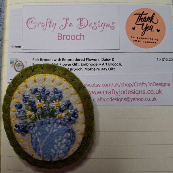 Hand Embroidered Wild Flowers Brooch With Marigolds, Poppies ...