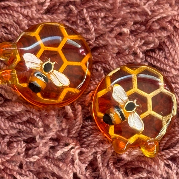 Honey Bee Plugs 19mm-25mm With Bee's Honeycombs, Dripping Honey, Pair ...