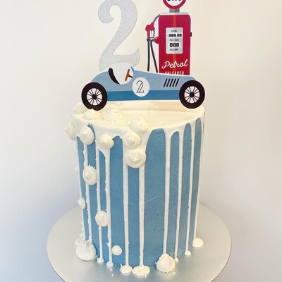 Fast One Birthday Race Car Cake Toppers, Printable Vintage Car Cake ...