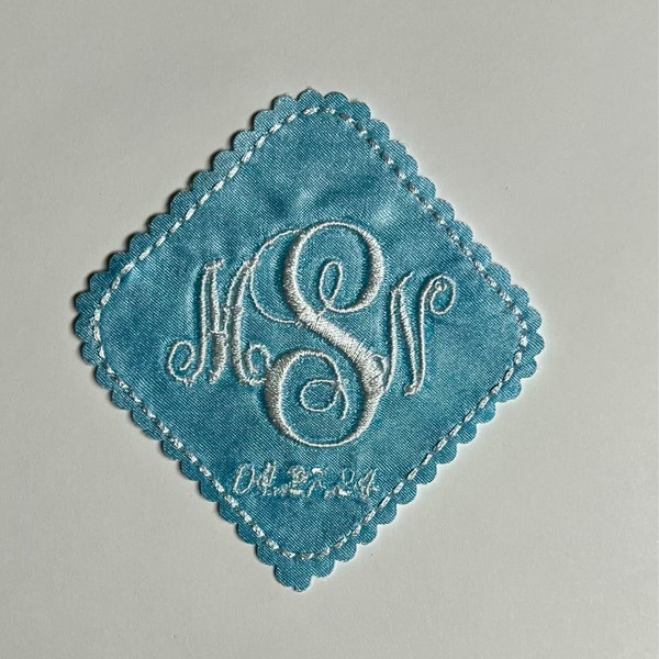 EMBROIDERY Wedding Dress Satin Label Dress Patch Something Blue Gift ...
