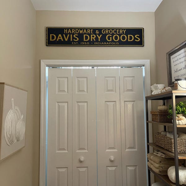 Hardware & Grocery - Personalized Dry Goods Wood Sign - Rustic Hand ...