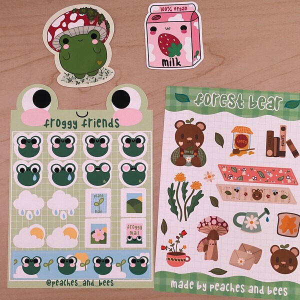Mushroom Frog Sticker/cute Cottagecore Toad Die Cut/froggy Waterbottle ...