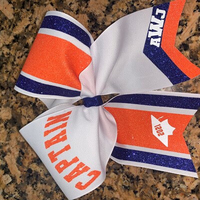 Captain Cheer Bow/ Your Text on Cheer Bow/ Senior Cheer Bow/ Custom ...