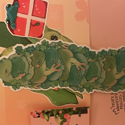 Frog Stack Bookmark Frog Art Cute Bookmark Laminated Cottagecore Book ...