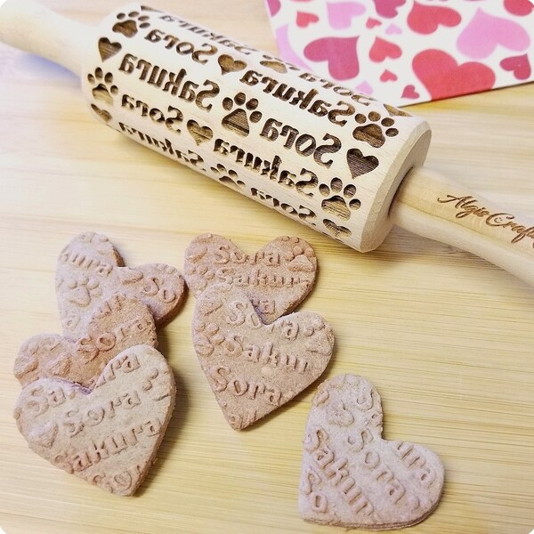 WILD, 3 Kid Embossed Rolling Pin SET. Wooden Laser Cut Mini Rolling ...