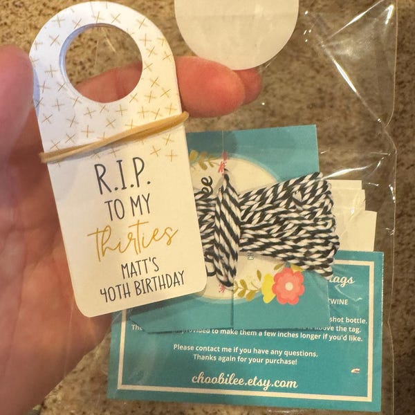 RIP to My Forties Party Favors Mini-alcohol Shot Nips Bottle Tags for ...