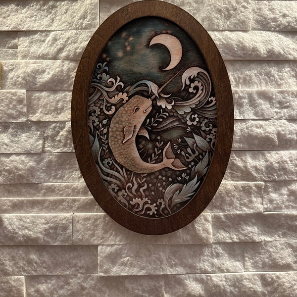 Hare and Moon Pyrography Wall Hanging Print. Wood Burning, Hare ...