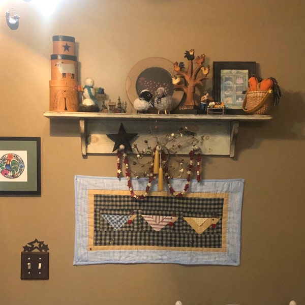 Hand Quilted Chicken Wall Hanging, Primitive Wall Quilt, Rustic ...