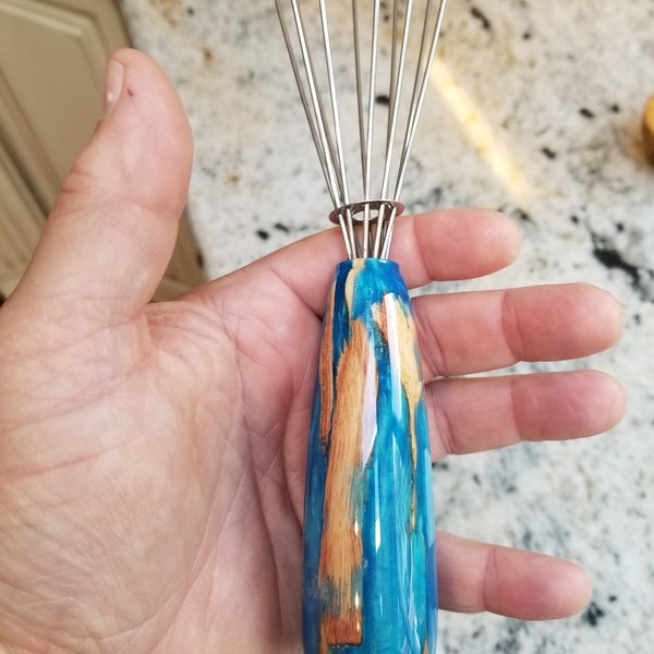 Kitchen Whisk | Wood and Metallic Blue Resin Hybrid Kitchen Whisk ...