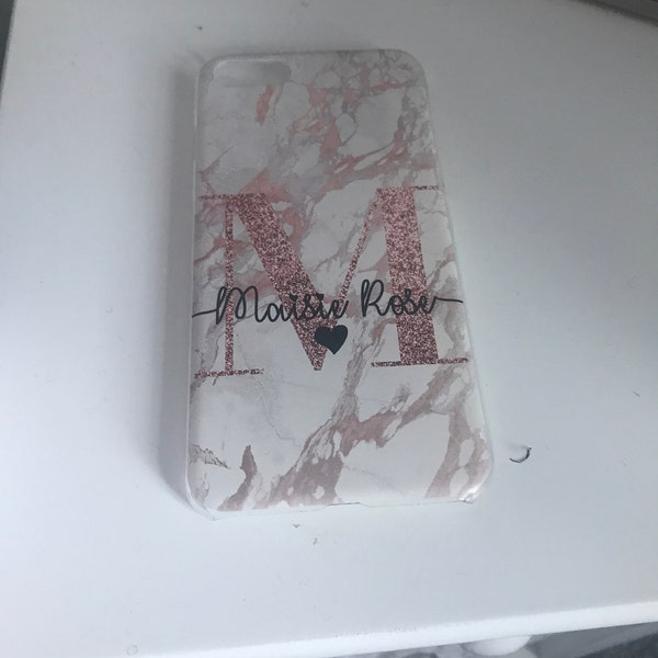 PERSONALISED Rose Gold Marble Phone Case, Hard Phone Cover for iPhone 5 ...