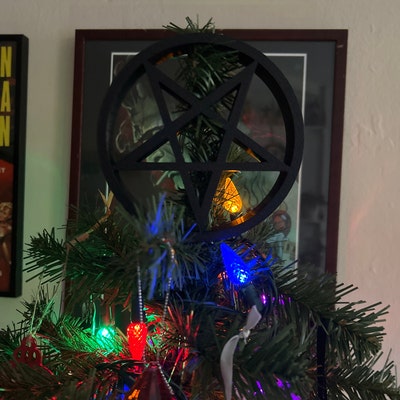 Pentagram Tree Topper Pentacle Reversible Gothic Holiday Home Decor 3D ...