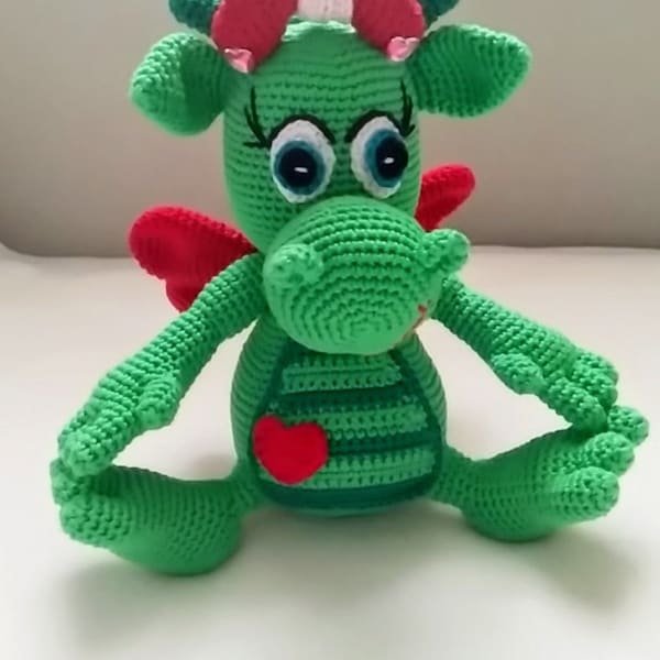 Dragon Crochet Pattern, Valentine Dragon, Pink Dragon (english PDF File ...