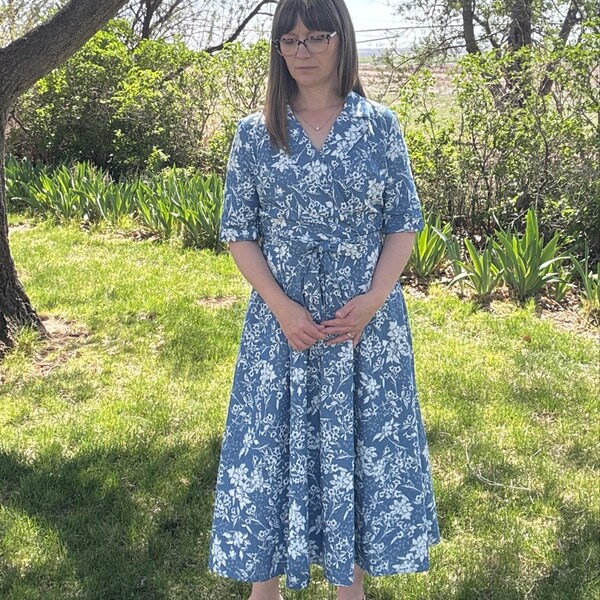 Girls A-line Dress Sewing Pattern, DIY Long Puffed Sleeve Dress, Tiered ...