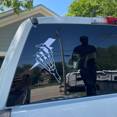Skeleton Hand Lightning Bolt Vinyl Cut Out Sticker Weatherproof Vinyl ...