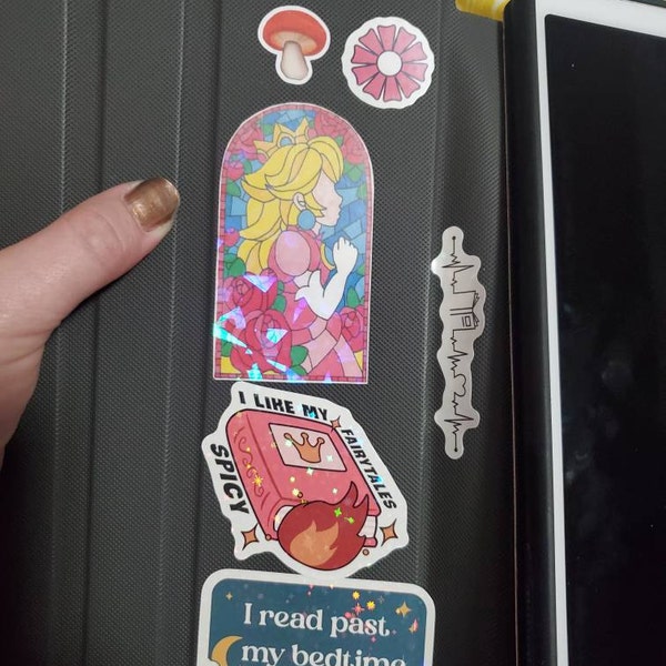 Princess Peach Stained Glass Window Holographic Sticker - Etsy