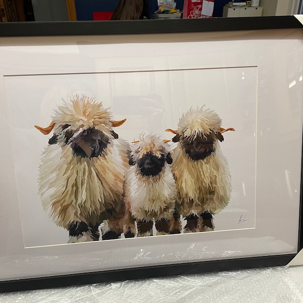 Valais Blacknose Sheep Painting - Valais Blacknose Sheep Art Print ...
