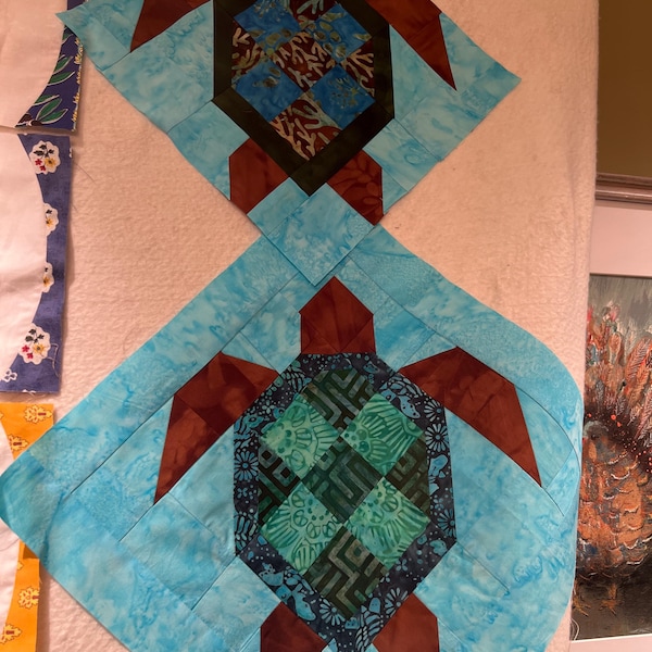 Turtle Quilt Block Pattern Traditional Piecing Digital Template - Etsy