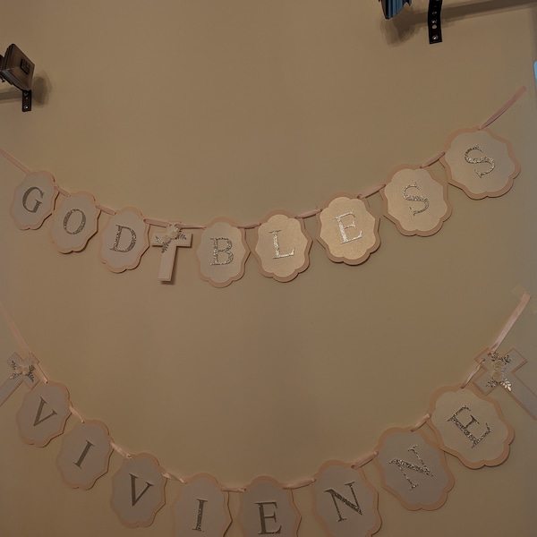 God Bless Banner, Baptism Banner, First Communion Banner, Christening ...