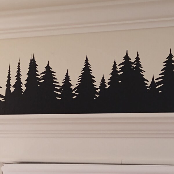 Fir Trees Decals - Forest Stripe Vinyl Decal - Pine Tree Wall Sticker ...