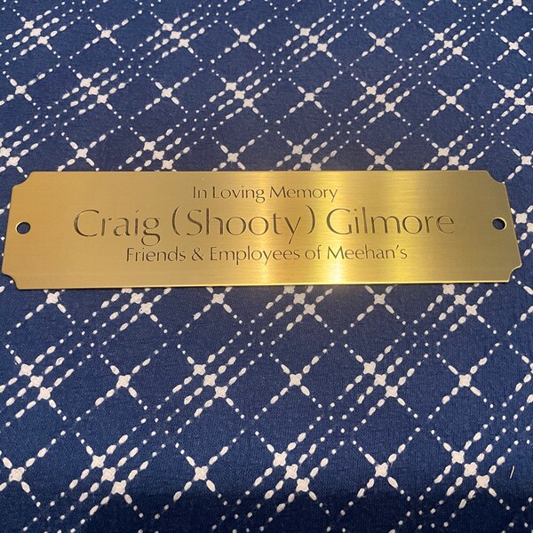 In Loving Memory Park Bench Memorial Plaque Brass Custom Engraved ...