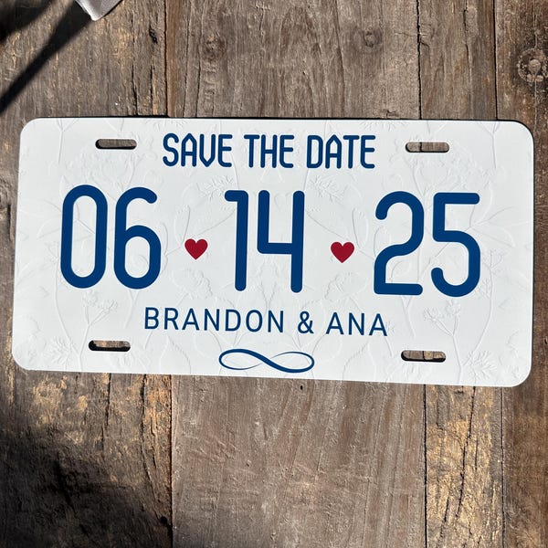 Custom Wedding Vanity Plate, Car Front License Plate, Personalized ...