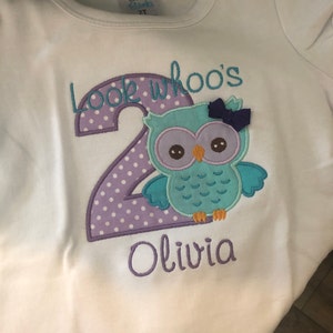 Look Whoo's Two Birthday Shirt, Personalized Owl Birthday Shirt, Look ...