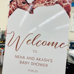 Giraffe Welcome Sign, Safari Baby Shower Sign, Animal Welcome Sign ...
