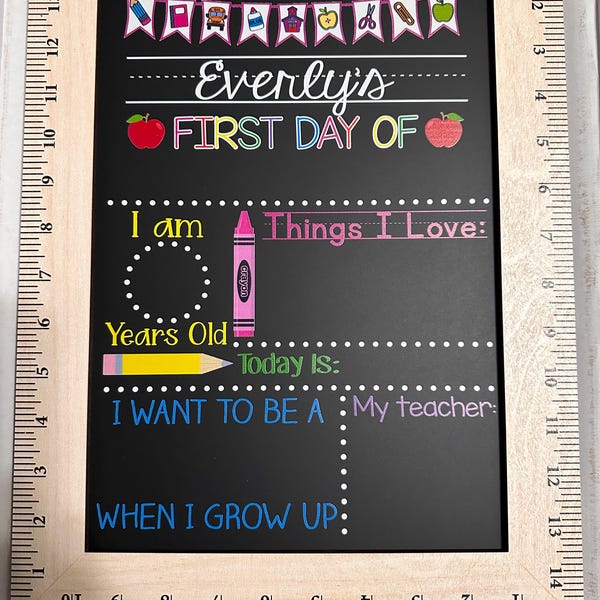 Back to School Chalkboard, First Day of School Sign, Reusable 1st Day ...