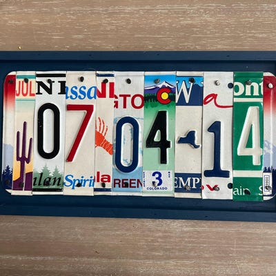 Custom Rustic Empty Wood License Plate Display Frame With Key Hooks ...