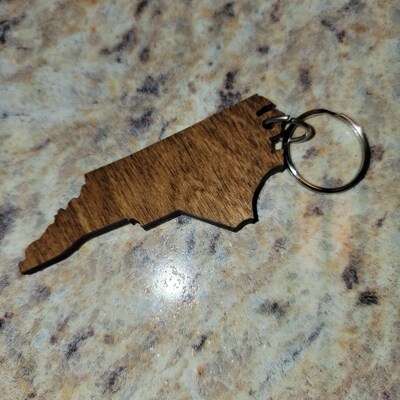 North Carolina Keychain NC State Keychain Wooden North Carolina Carved ...