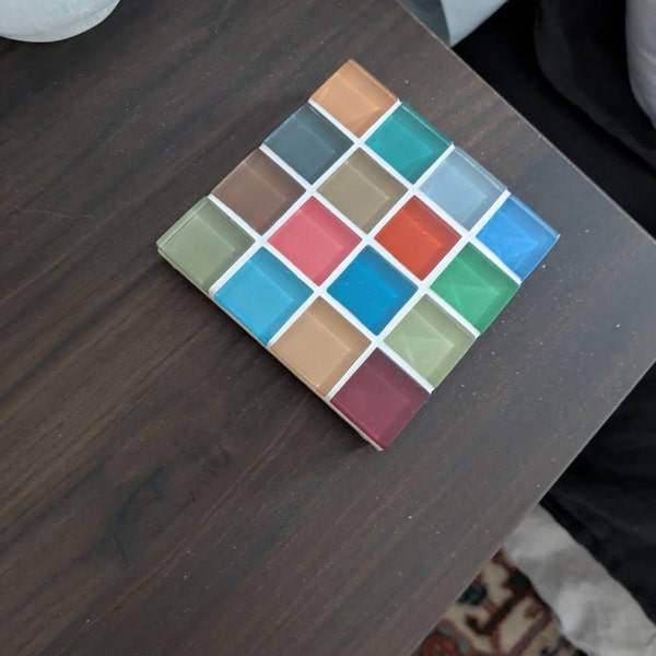 Glass Tile Coaster | Handmade Drink Coaster | Square Coaster ...