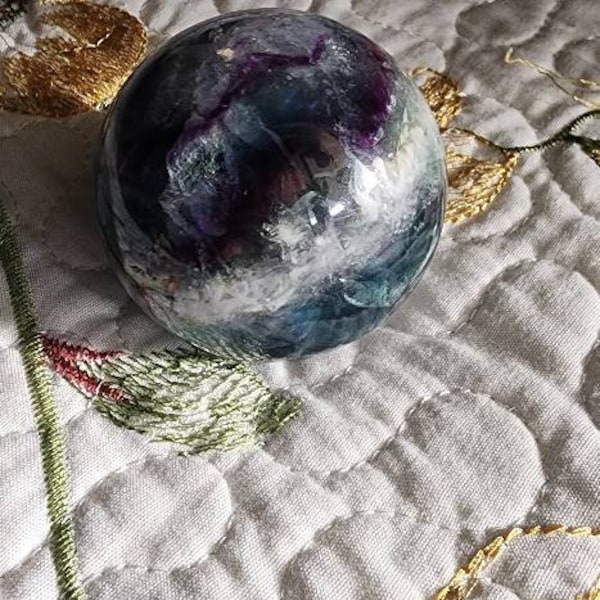 Gorgeous Moss Agate Crystal Sphere 60 MM White & Grey Agate Crackle ...