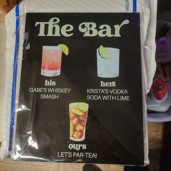 Retro 60s 70s Groovy Bar Menu Signature Cocktails Custom Clear Glass ...