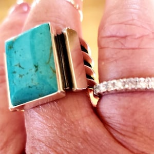 Beth Dutton Inspired Turquoise and Sterling Silver Large Statement Ring ...