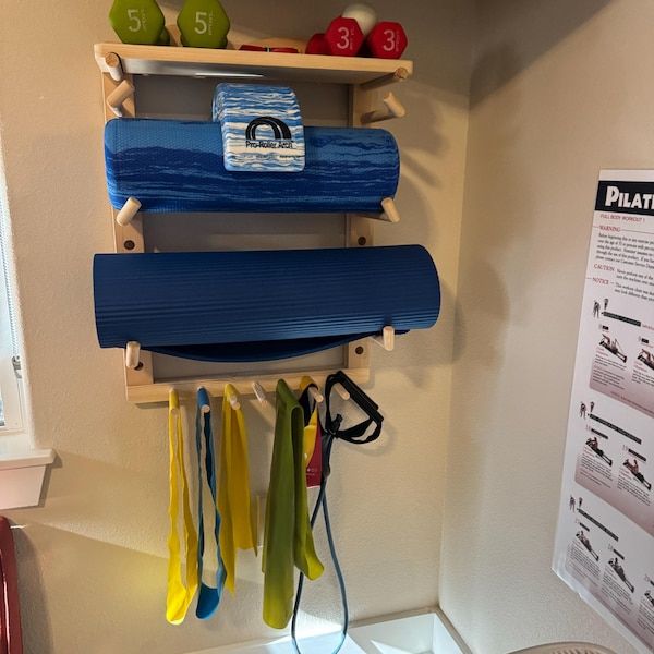 Fully Adjustable Yoga Mat Holder Shelf Home Gym Wall Organizer; Home ...