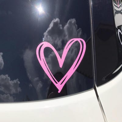 Heart Decal Hand Drawn Heart Car Decal Scribble Heart Decal Heart ...