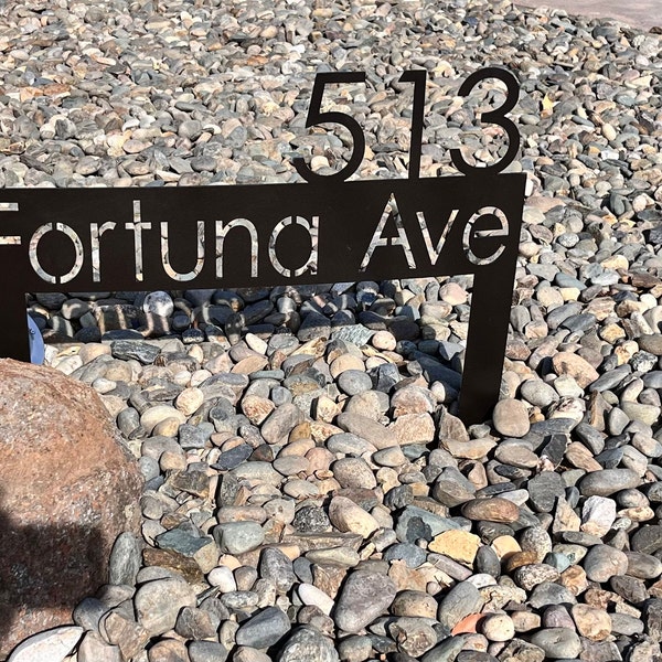 Modern House Number Yard Sign | Metal House Numbers With Street Name ...