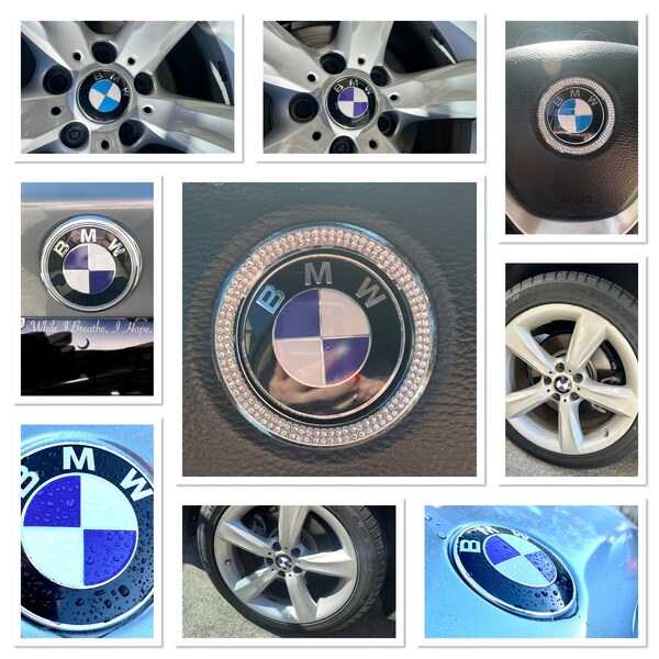 3 Series BMW Emblem Cover Vinyl Overlay Roundel Sticker Decal Rims Hood ...