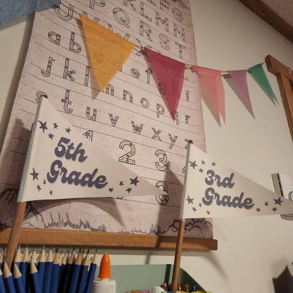 School Grade Level Pennant Flags, 1st Day of School, First Day of ...
