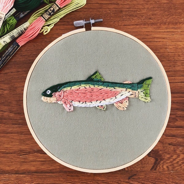 Rainbow Trout Embroidery Pattern, Digital Download Pattern, Nature ...