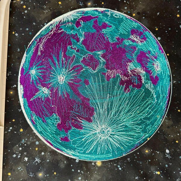 Moon Realistic Machine Embroidery Design for Dark Fabrics - Space Moon ...