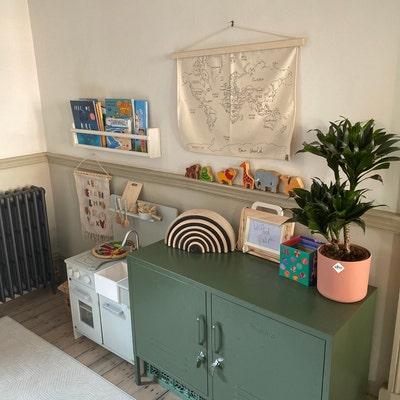 Small World Map Fabric Wall Hanging Natural Organic Cotton 67x46cm ...