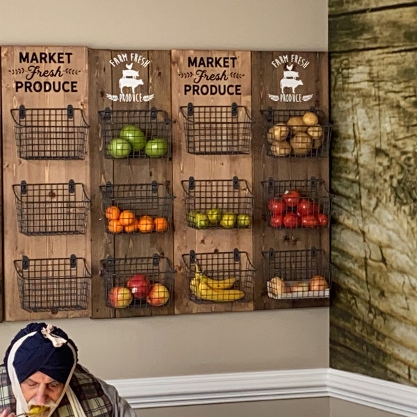 Fresh Produce Storage Wall Hang, Wooden Decor - Etsy