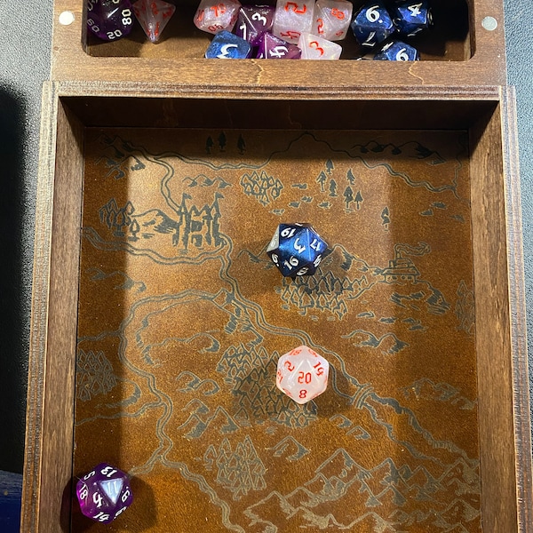 Custom Wooden Dice Tray and Dice Holder, RPG Dice Rolling Wooden Tray ...