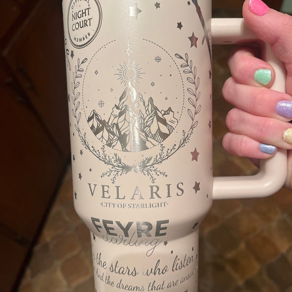 Acotar Pattern Tumbler Cup With Handle, 40oz Acotar Tumbler, Acotar ...