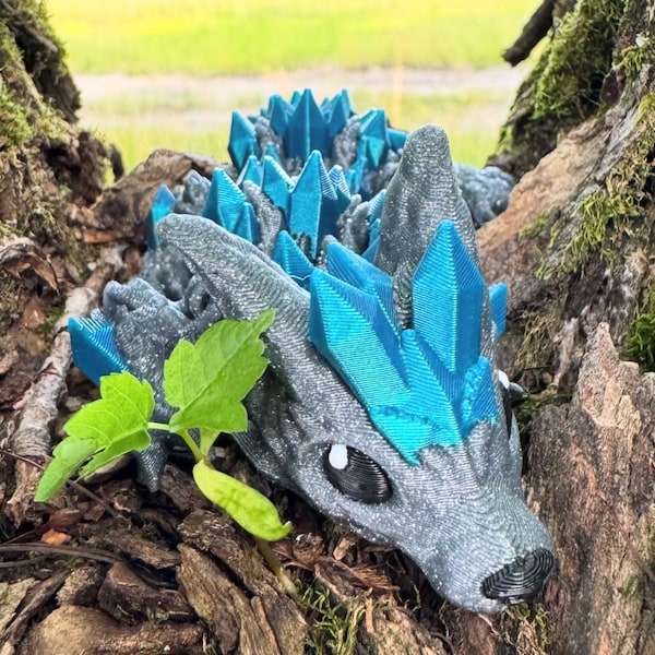 Baby Wolf Crystal Dragon | 6 Inch Articulating Flexible 3D Printed ...
