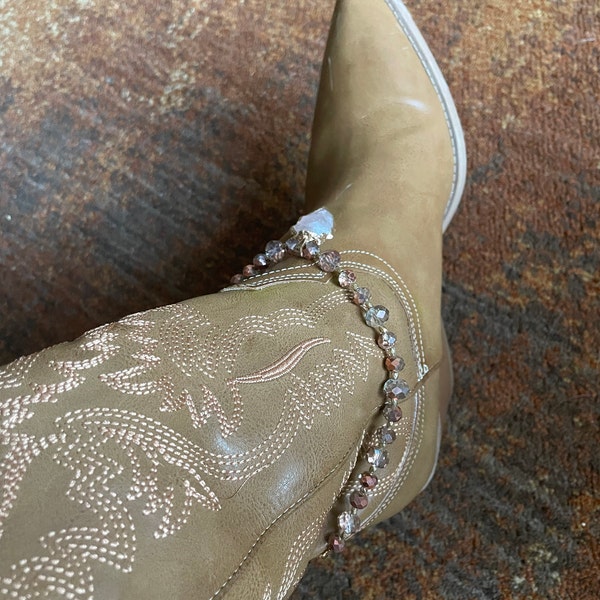 Western Wedding Cowgirl Boot Bracelet for Bride Rhinestone White Pearl Bridal Cowboy Boots Bling ...